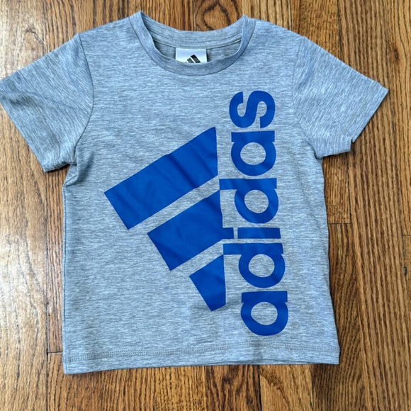 adidas | Shirts & Tops | Adidas Kids Gray And Blue Logo Tshirt Size 2t ...